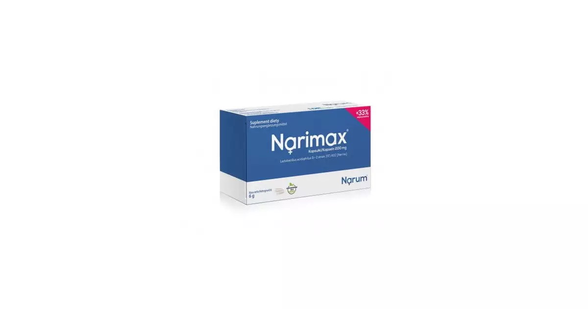 Narine Narimax 200 mg - wsparcie flory jelitowej, 30 kapsułek - skład ...