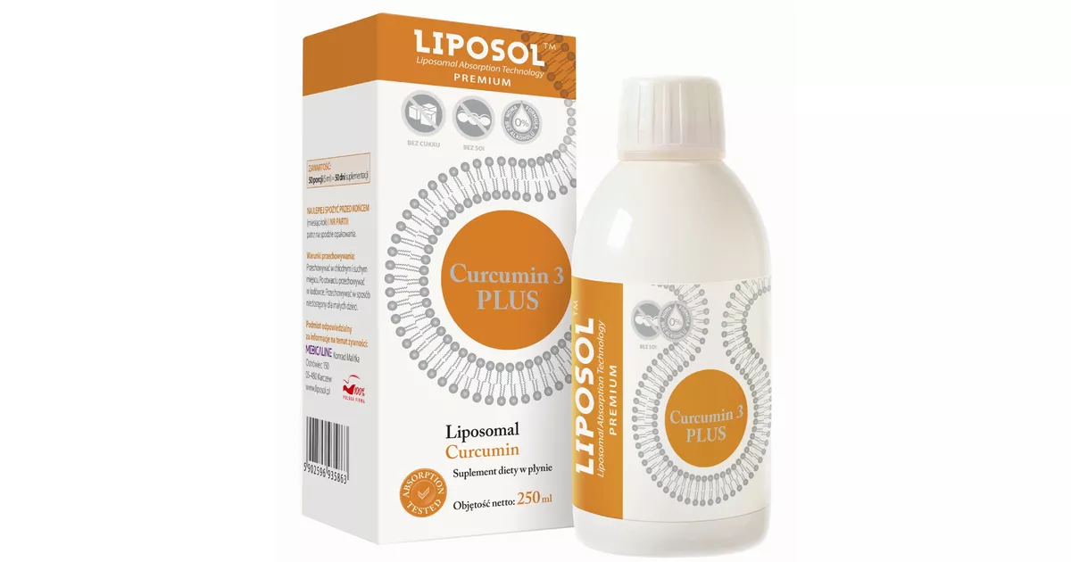 Liposol Curcumin 3 PLUS Liposomalna kurkumina 170 mg, 250 ml - skład ...