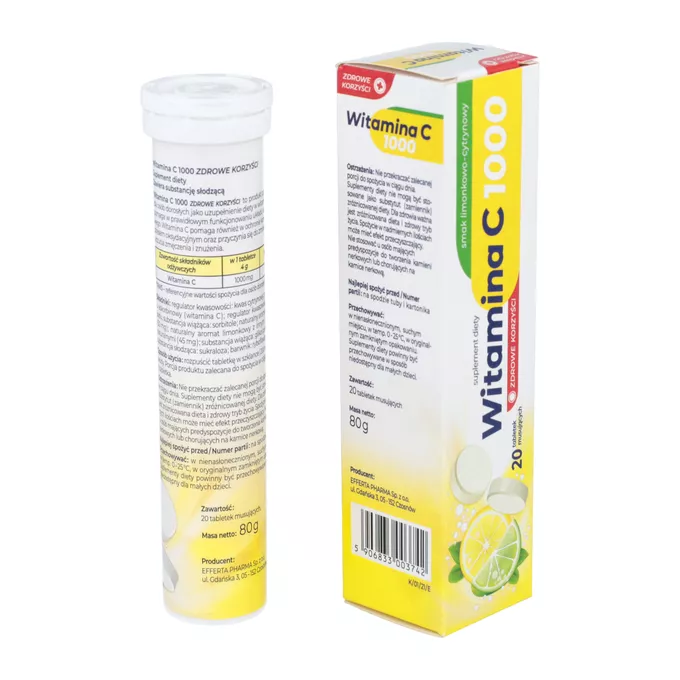 Zdrowe Korzyści Witamina C 1000, smak limonkowo-cytrynowy, 20 tabletek ...