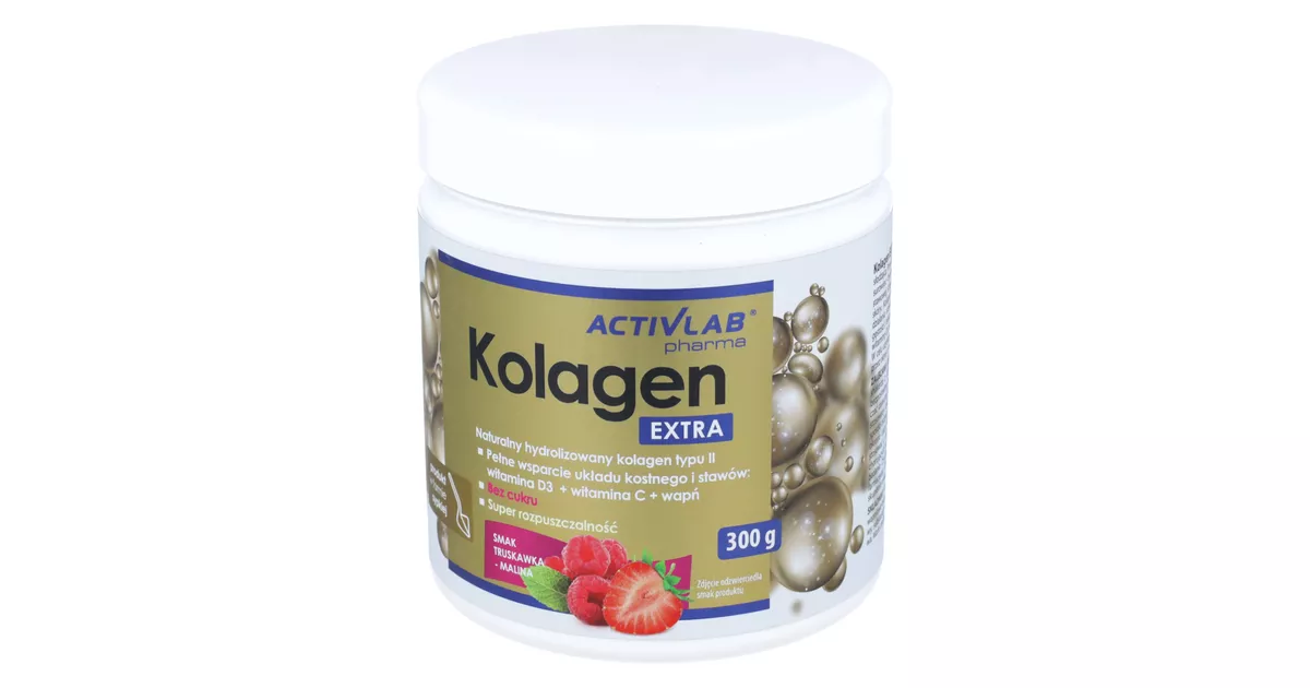 Activlab Pharma Kolagen Extra, smak truskawkowo-malinowy, proszek, 300 g - skład, cena, opinie ...