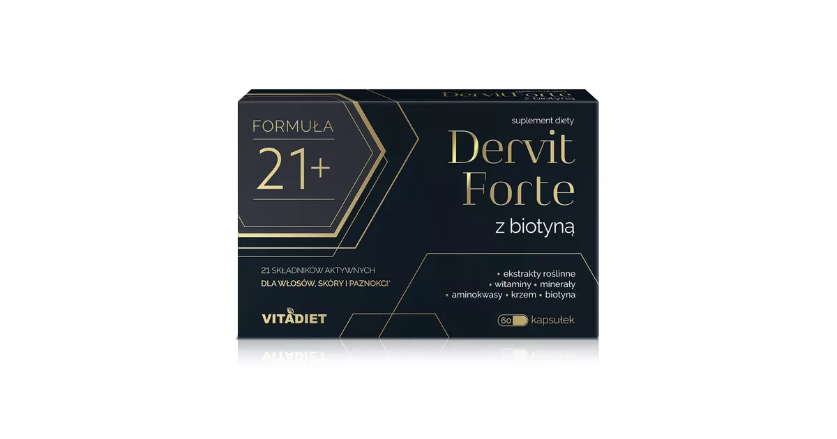 Dervit Forte z biotyną, 60 kapsułek - skład, cena, opinie | iZielnik.pl