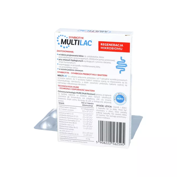 Multilac Synbiotyk (probiotyk + prebiotyk), 10 kapsułek - skład, cena ...