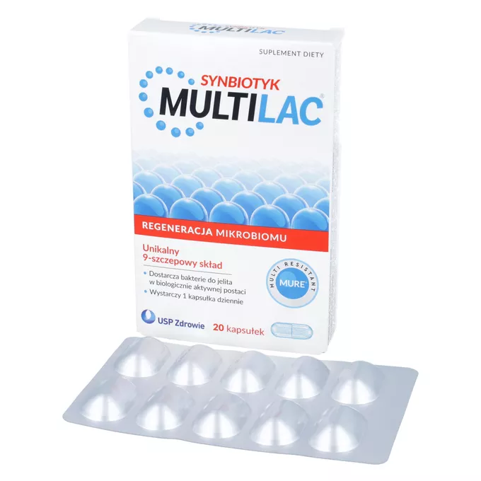 Multilac Synbiotyk (probiotyk + prebiotyk), 20 kapsułek - skład, cena ...