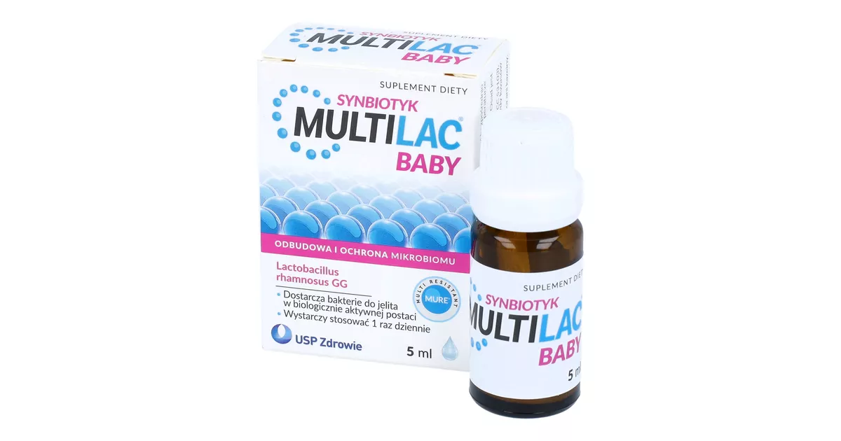 Multilac Baby Synbiotyk (probiotyk + prebiotyk), krople, 5 ml - skład ...