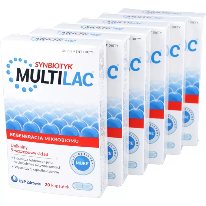 ZESTAW: 5 x Multilac Synbiotyk, 20 kapsułek - skład, cena, opinie ...