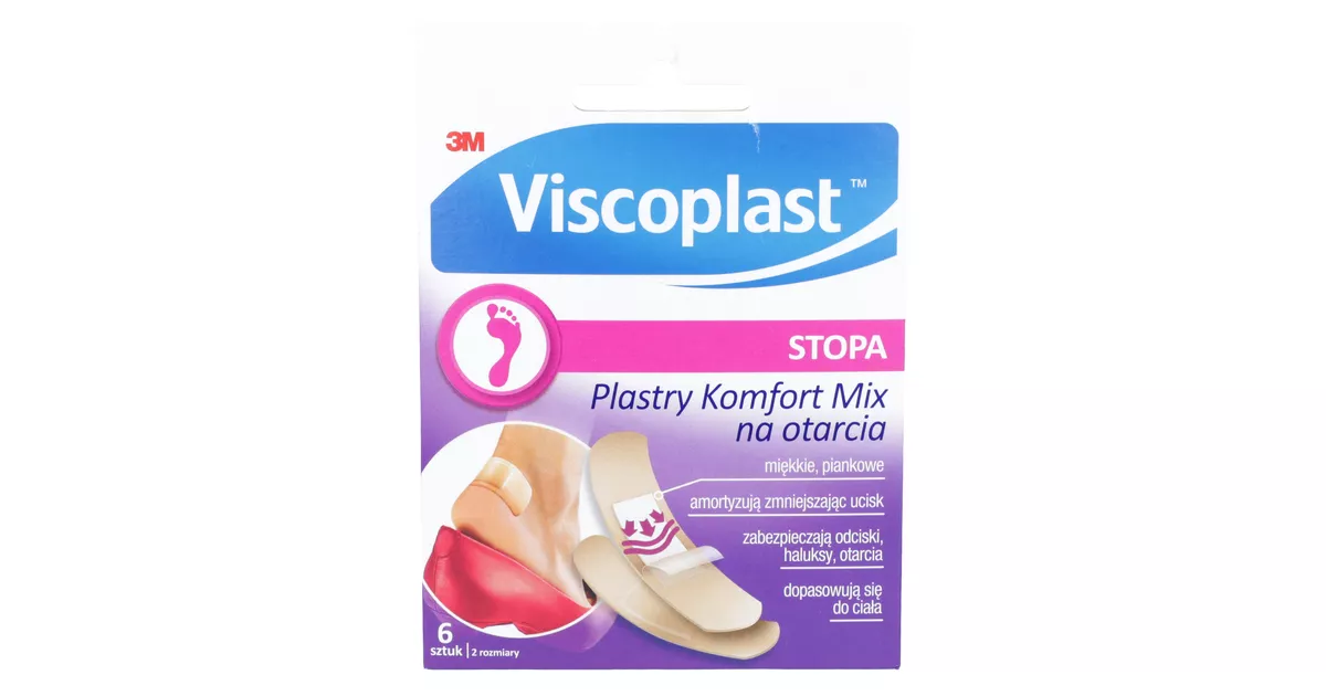 Viscoplast Komfort - plastry na otarcia mix, stopa, 72 x 25 mm, 6 sztuk - skład, cena, opinie ...