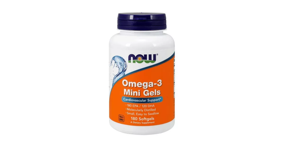 NOW FOODS - Omega-3 Mini Gels, DHA 120 mg + EPA 180 mg, 180 kapsułek ...