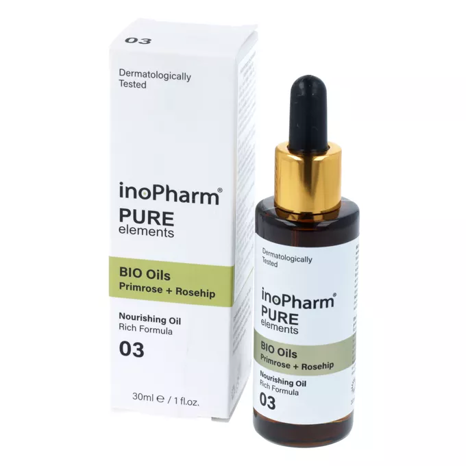 InoPharm - Pure Elements, serum do twarzy i szyi z organicznymi olejkami z dzikiej róży i ...