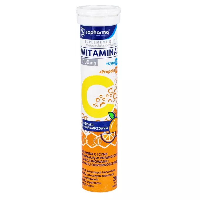 Sopharma, Witamina C + Cynk + Propolis, 20 tabletek - skład, cena, opinie | iZielnik.pl