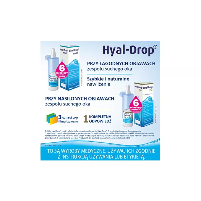 Hyal-Drop Multi - nawilżające krople do oczu, 10 ml - skład, cena ...