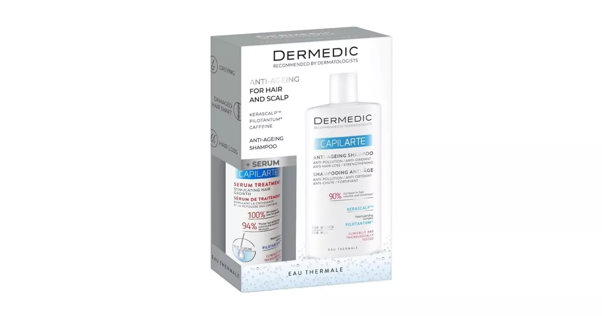 Dermedic Capilarte, zestaw, szampon anti-ageing, 300 ml + serum ...