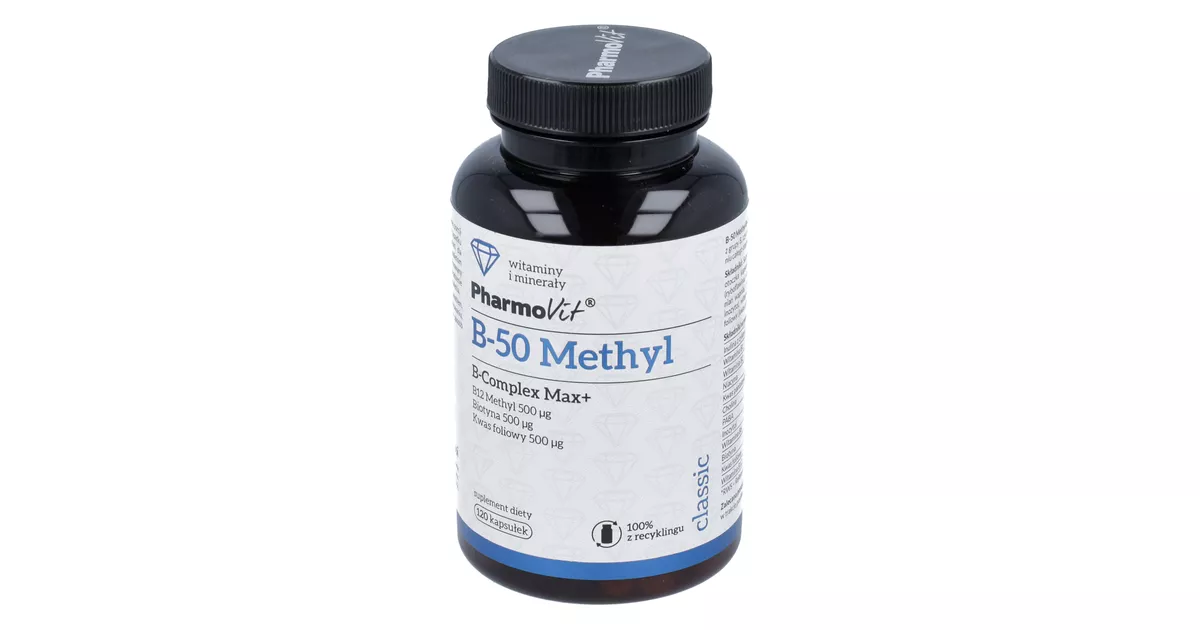 PharmoVit B-50 Methyl B-Complex Max+, 120 kapsułek - skład, cena ...