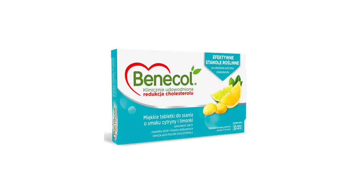 Benecol - miękkie tabletki do ssania o smaku cytryny i limonki, 30 ...