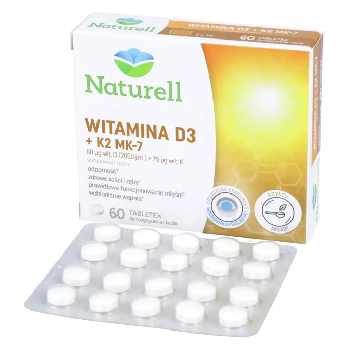 Naturell Witamina D3+K2 MK-7, 60 tabletek do ssania - skład, cena, opinie | iZielnik.pl