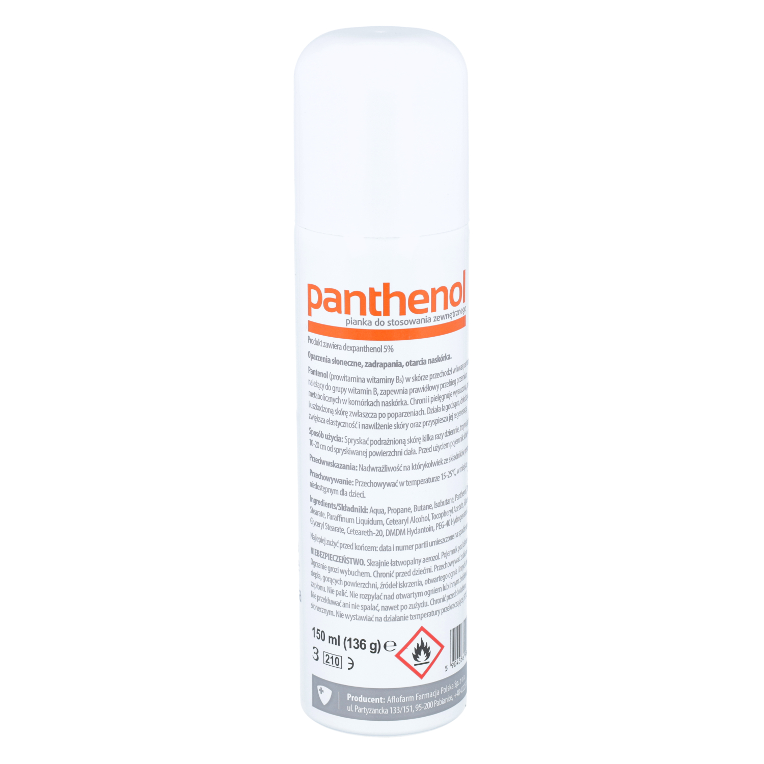 Panthenol 5%, pianka łagodząco-regenerująca na oparzenia, 150 ml ...