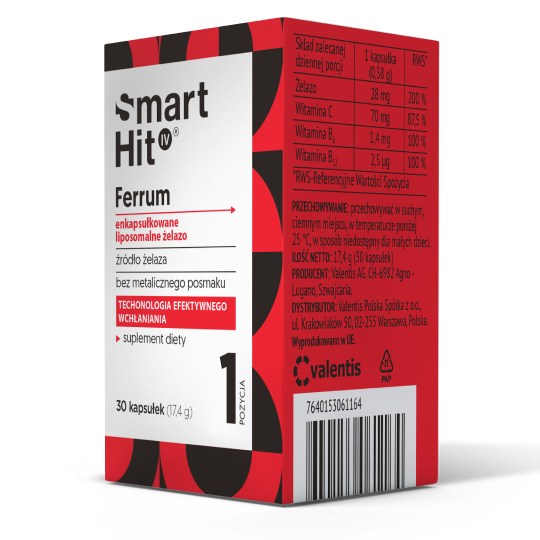 SmartHit IV Ferrum - liposomalne żelazo, kapsułki, 30 sztuk - skład ...