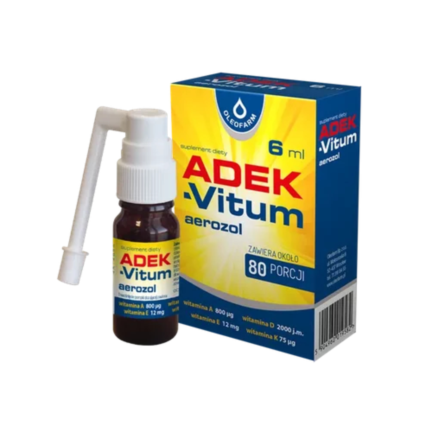 Oleofarm, ADEK-Vitum, aerozol, 6 ml - skład, cena, opinie | iZielnik.pl